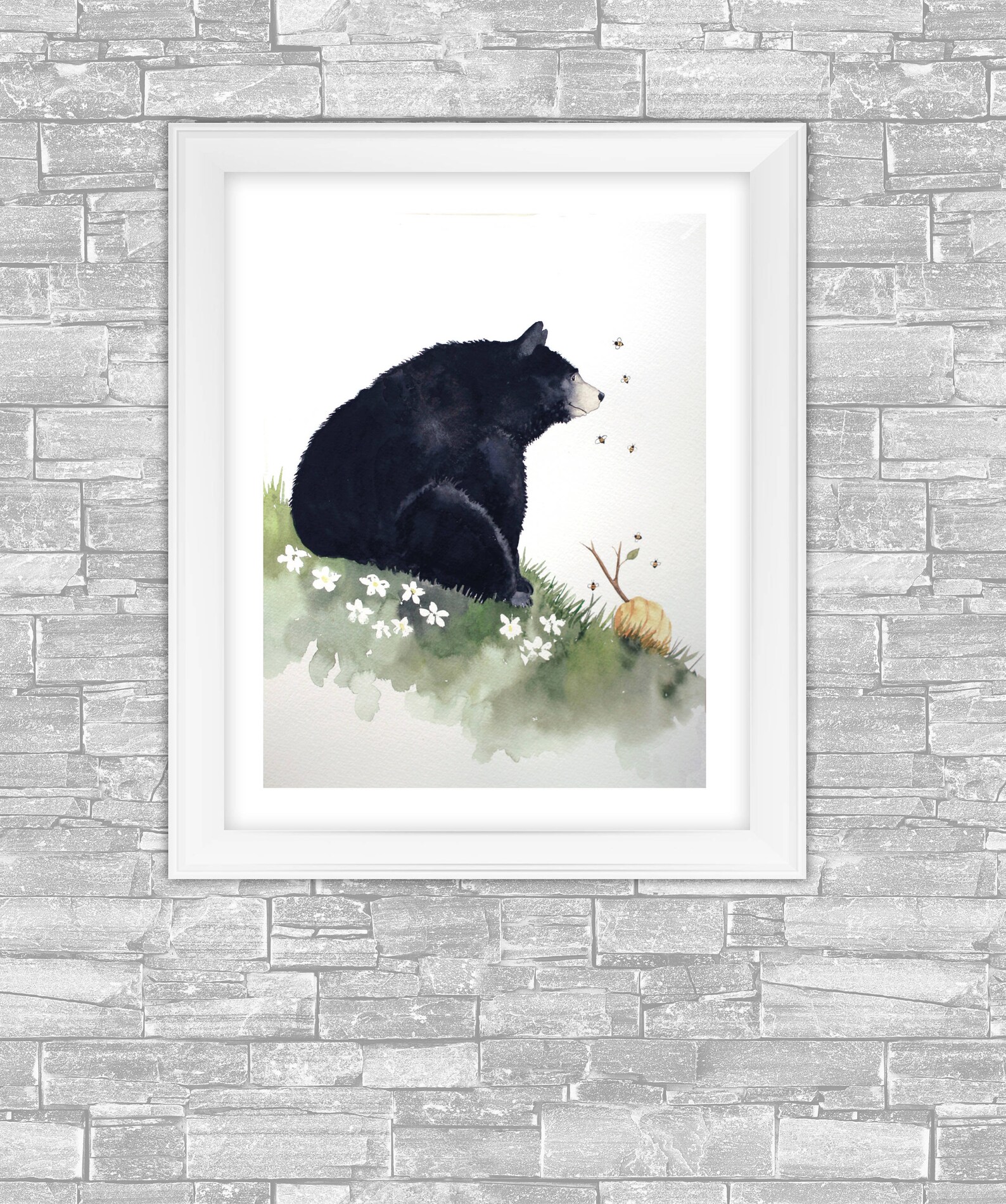 Black Bear Watercolor Painting, Child's Room, Woodland Theme, Children ...