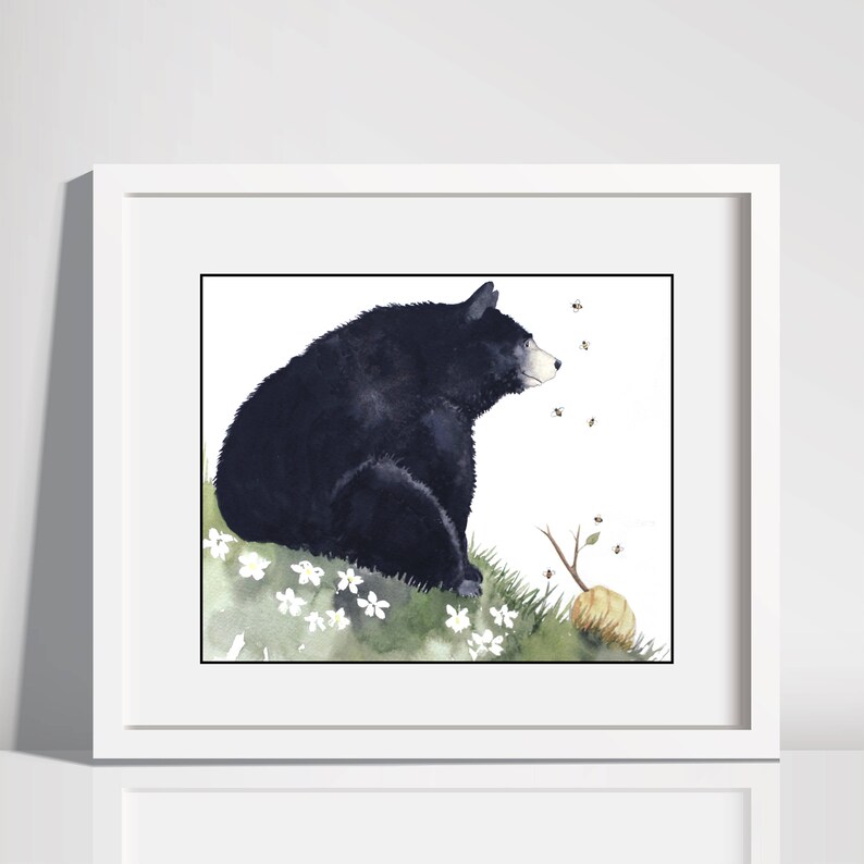 Black Bear Watercolor Painting, Child's Room, Woodland Theme, Children ...