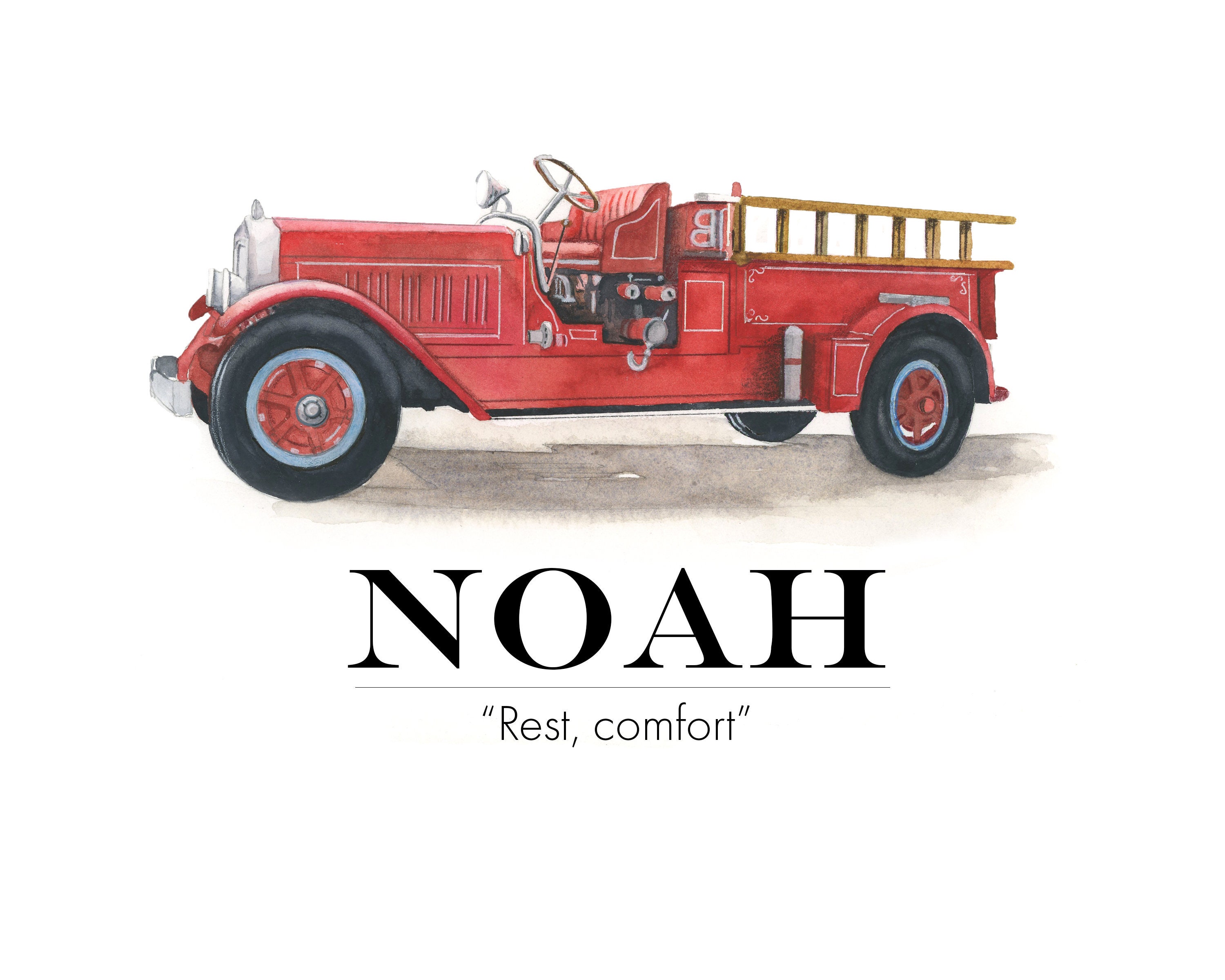 Custom Fire Truck Name Print Personalized Fire Engine Print - Etsy