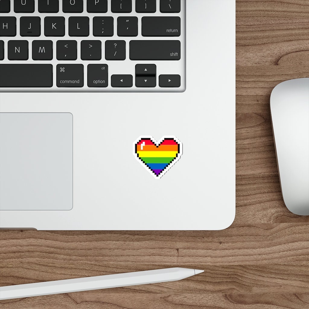 Rainbow Heart Pixel Art Gift for Geeks Nerds and All Who Lovedie-cut ...
