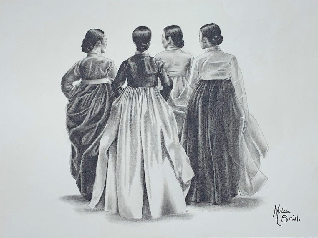 Pencil Drawing, Pencil Art, Pencil Sketch, Korean Art, Hanbok, Korean ...