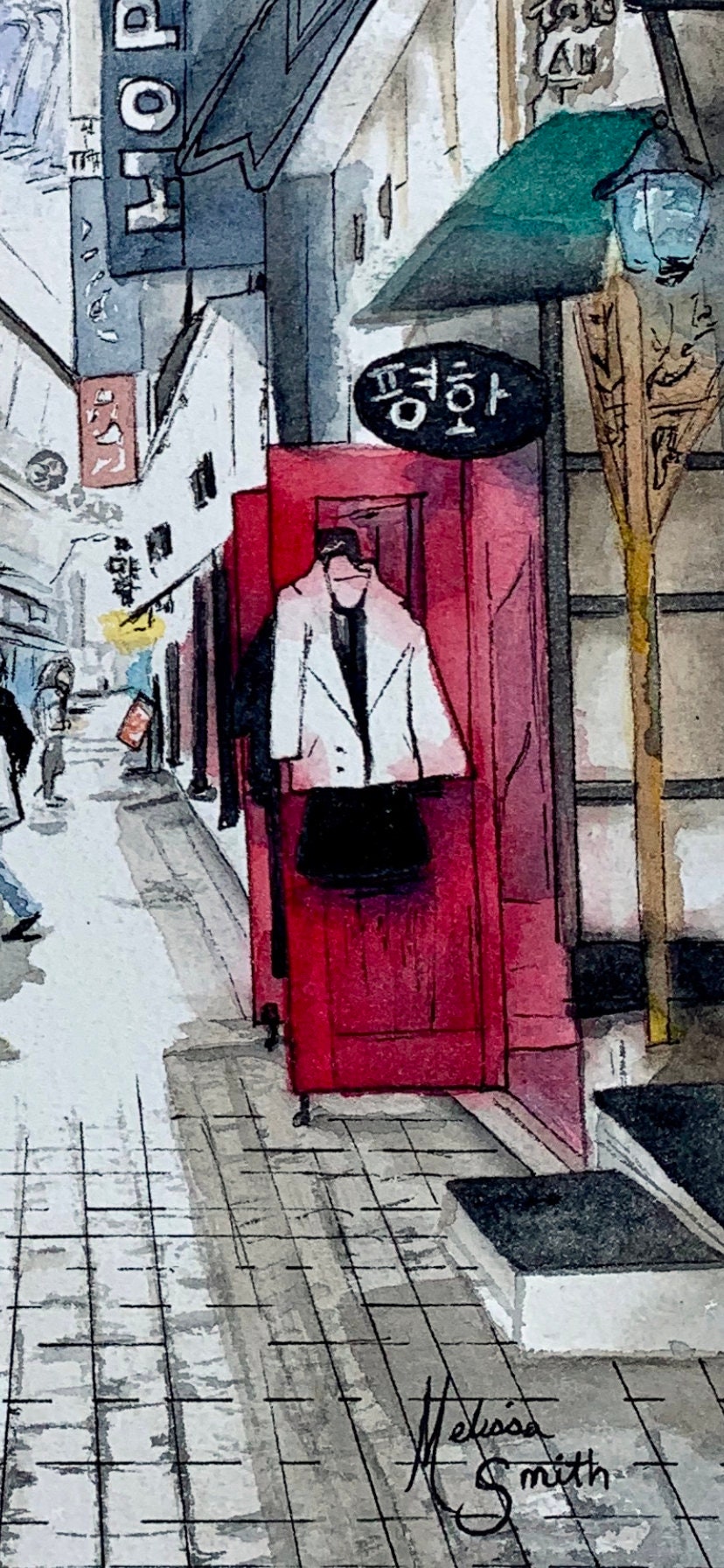 Watercolor Painting Illustration Art Print Korea Street - Etsy