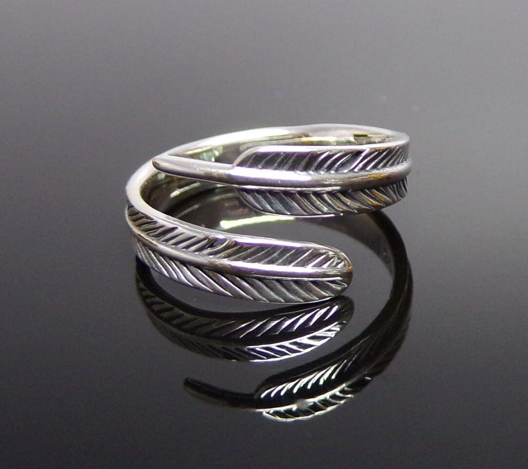 925 Sterling Silver Rounded Feather Toe / Midi Ring 3.5 Mm Wide ...