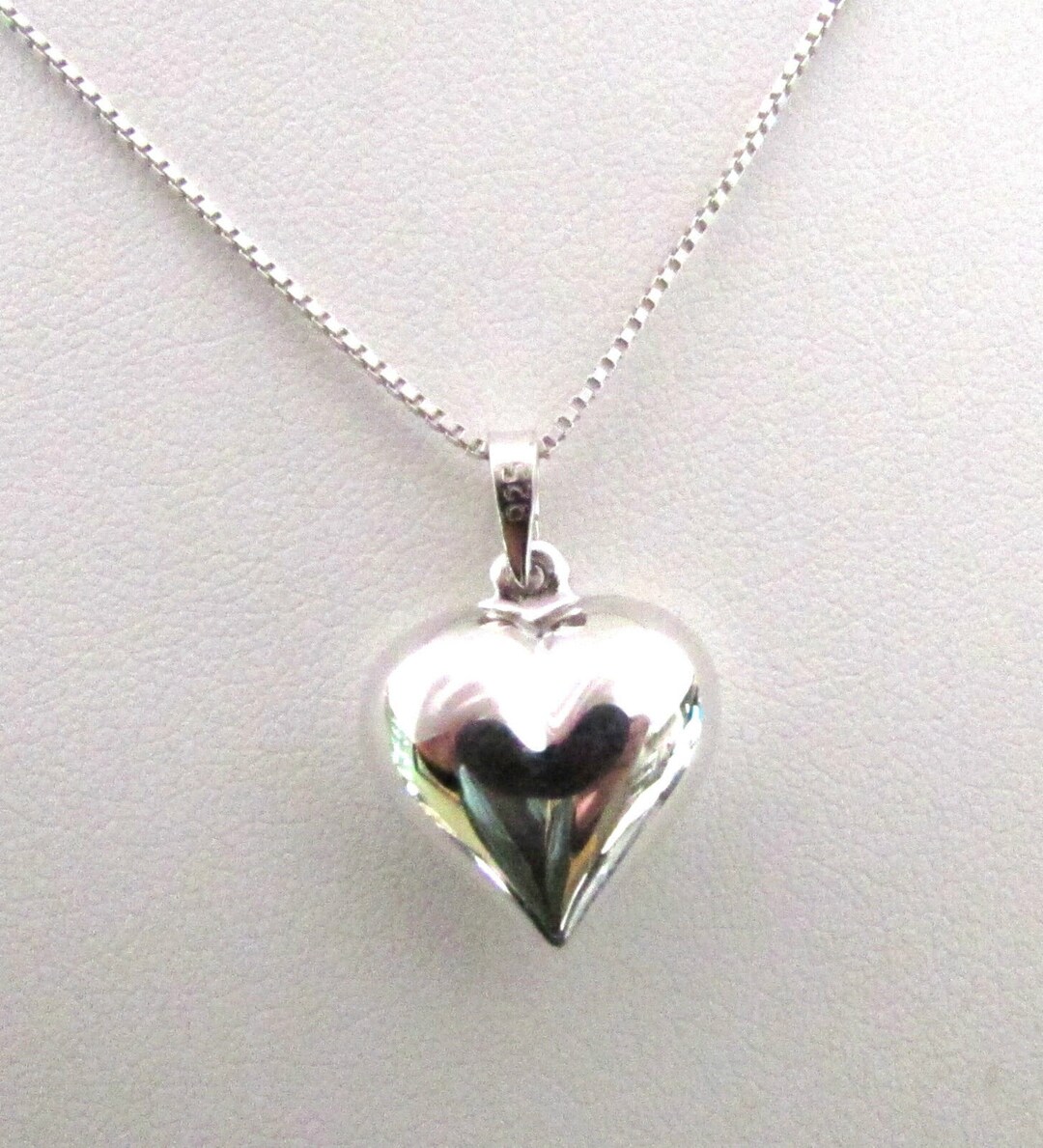Handmade 925 Sterling Silver 15mm Puffed Heart Pendant Without a Chain ...