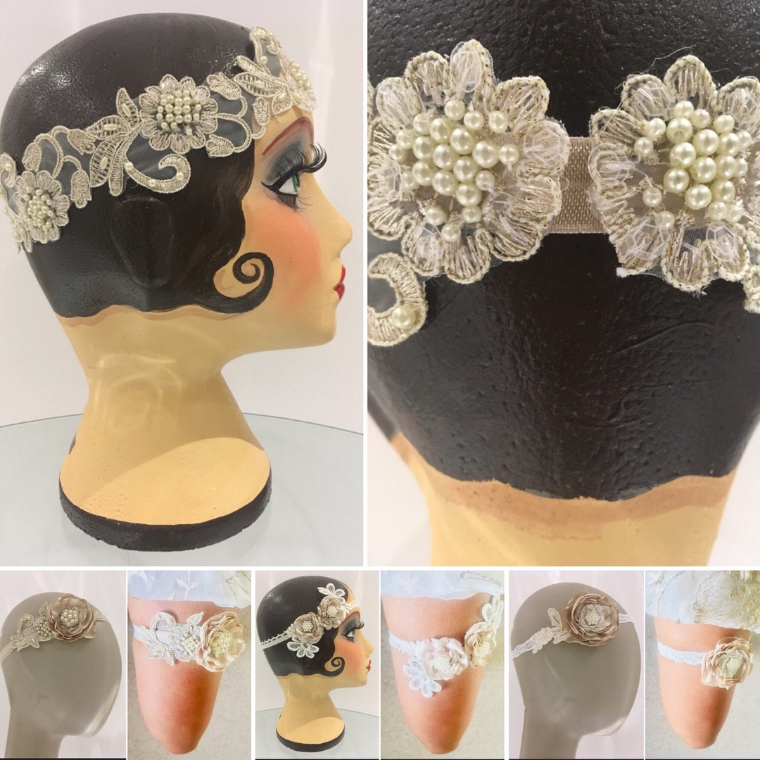 Wedding Bridal Garters Hair Bands Gatsby Style Decorative Lace ...