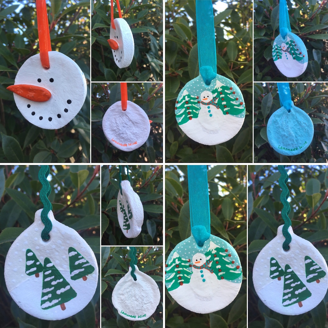 Handcrafted Hand Painted OOAK Salt Dough Christmas Tree Snowman Scene ...