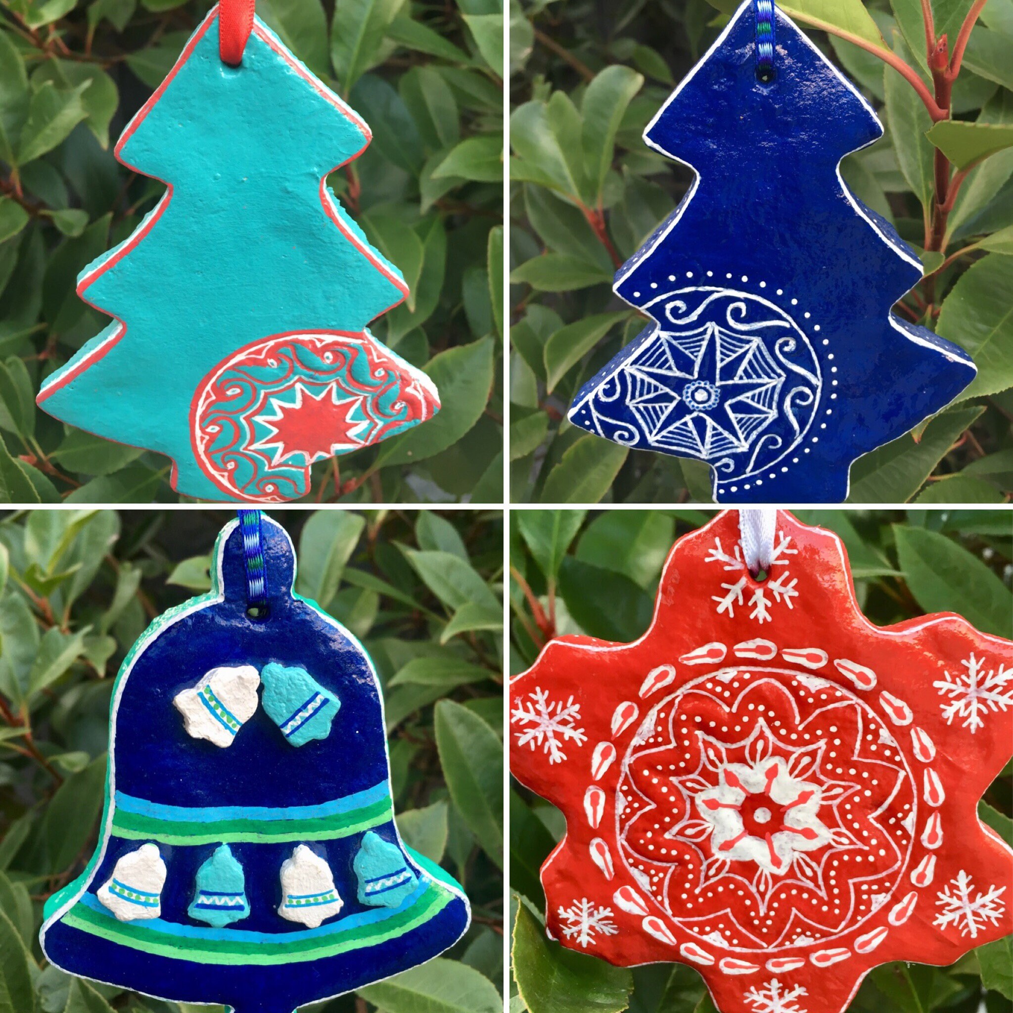 Salt Dough Christmas Tree Bell and Snowflake Ornaments Baubles | Etsy