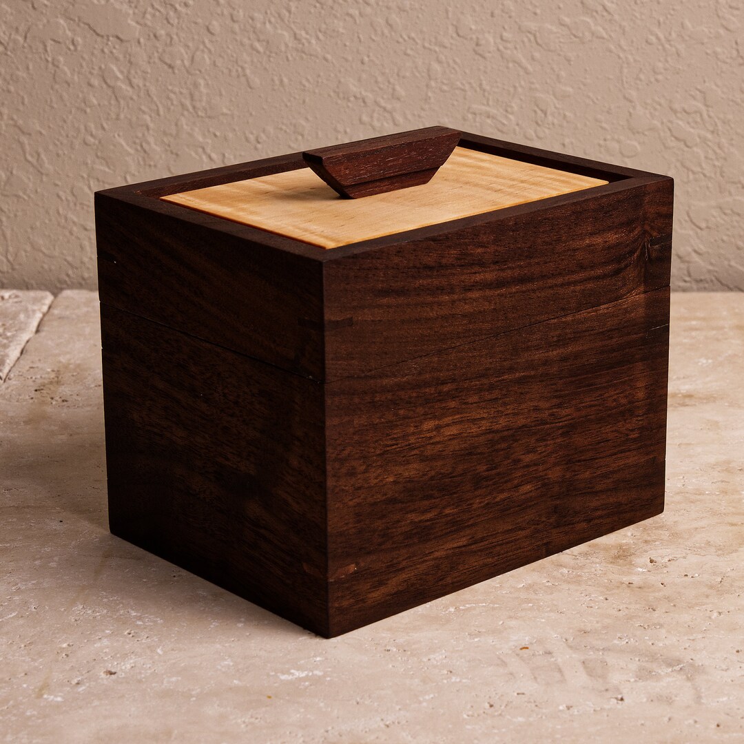 Large Recipe Box, Recipe Box 4x6, Wooden Recipe Box, Black Walnut ...