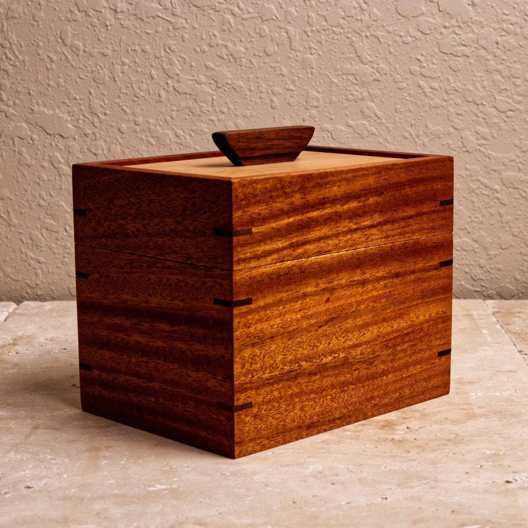 Large Recipe Box, Recipe Box 4x6, Wooden Recipe Box, African Mahogany ...