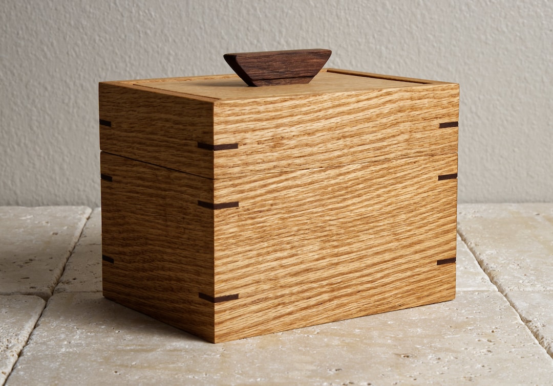 Large Recipe Box, Recipe Box 4x6, Wooden Recipe Box, Red Oak Recipe Box ...