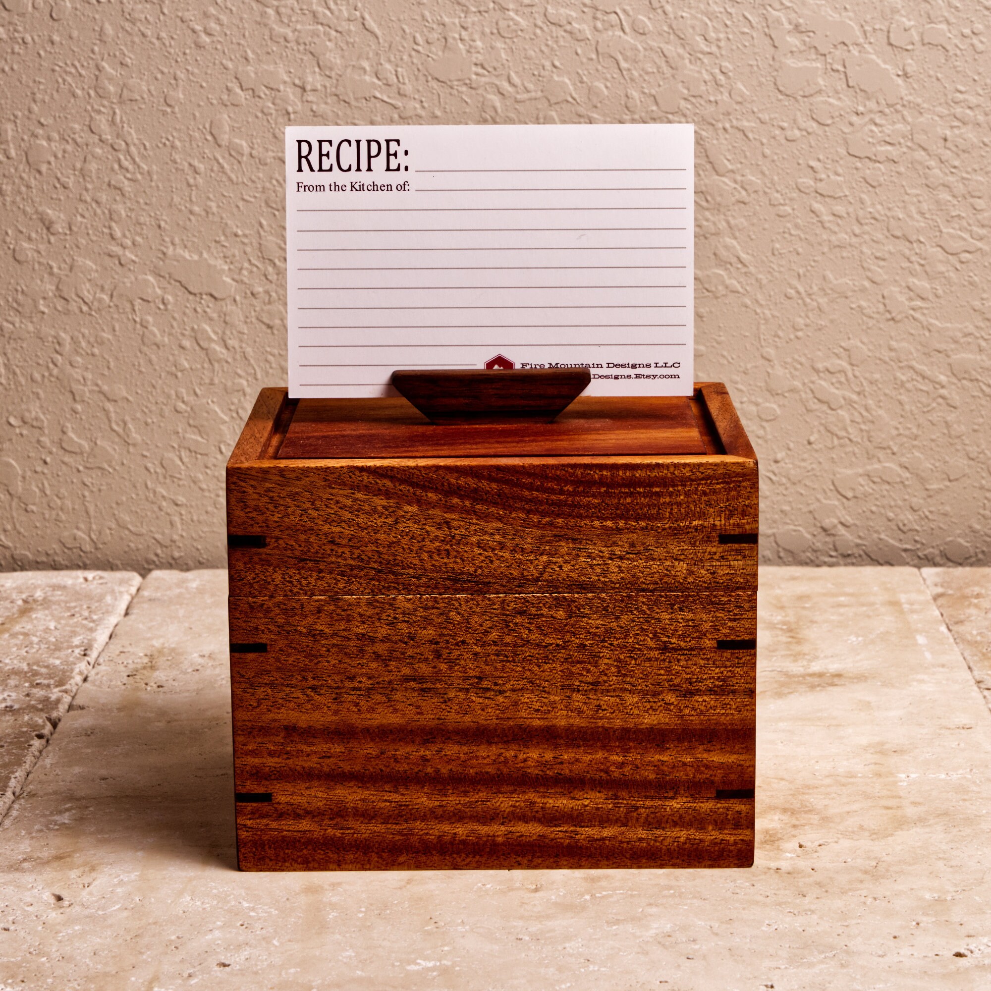 Large Recipe Box, Recipe Box 4x6, Wooden Recipe Box, African Mahogany ...
