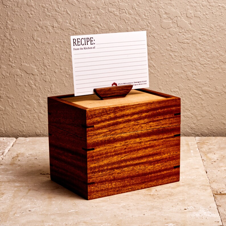 Large Recipe Box, Recipe Box 4x6, Wooden Recipe Box, African Mahogany ...
