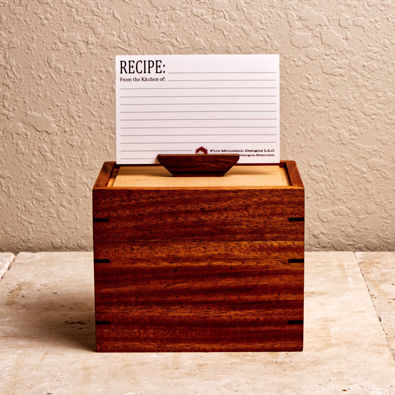 Large Recipe Box, Recipe Box 4x6, Wooden Recipe Box, African Mahogany ...