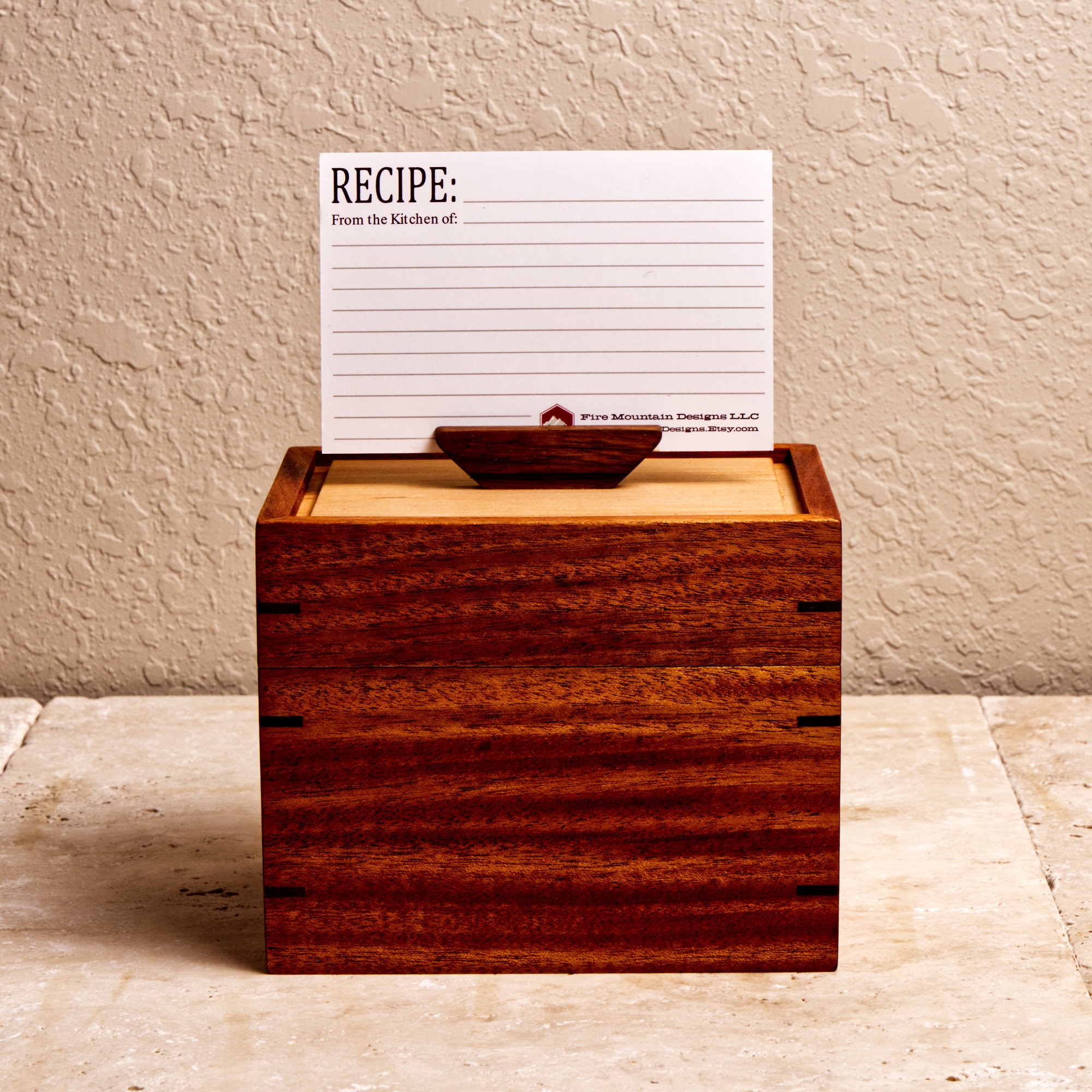 Large Recipe Box, Recipe Box 4x6, Wooden Recipe Box, African Mahogany ...
