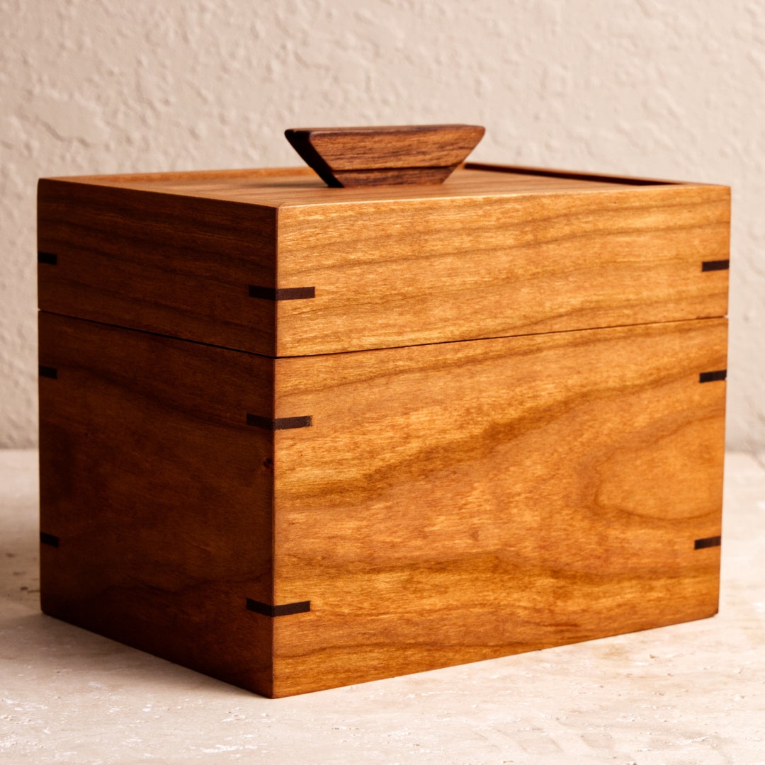 Large Recipe Box, Recipe Box 4x6, Wooden Recipe Box, Cherry Recipe Box ...