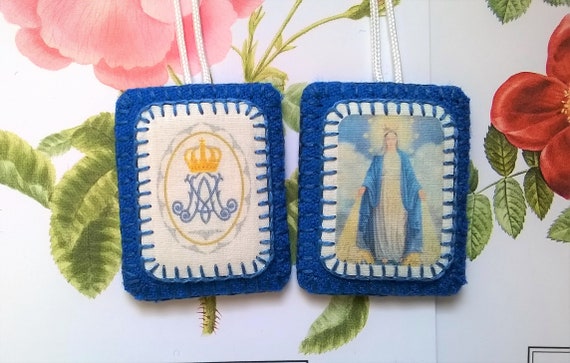 Blue Scapular of the Immaculate Conception Hand Embroidered - Etsy