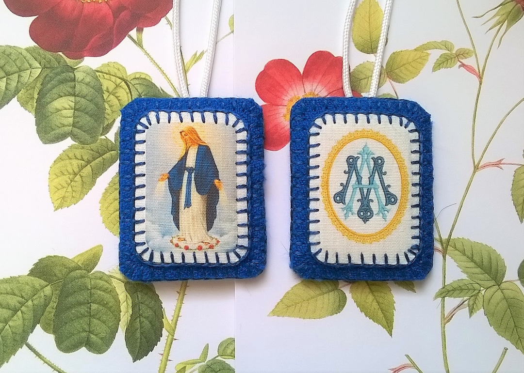 Blue Scapular of the Immaculate Conception, Hand Embroidered Scapular ...
