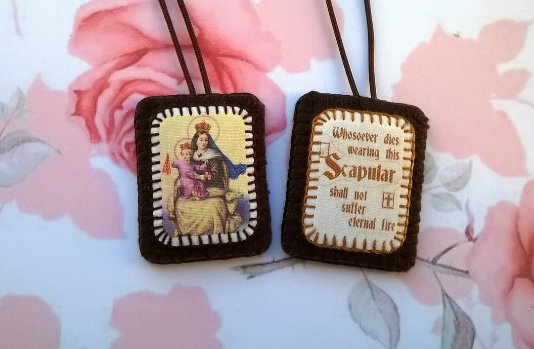 Our Lady of Mount Carmel Scapular With Scapular Promise Wool - Etsy
