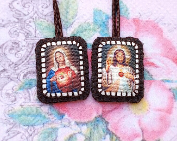 Jesus Christ Scapular Virgin Guadalupe Mother Mary Lightweight Vintage ...