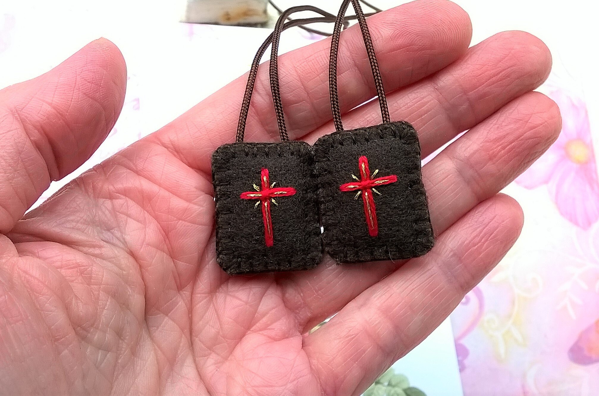 Very Small brown Scapular 0.8 x 1 Panels 100% | Etsy