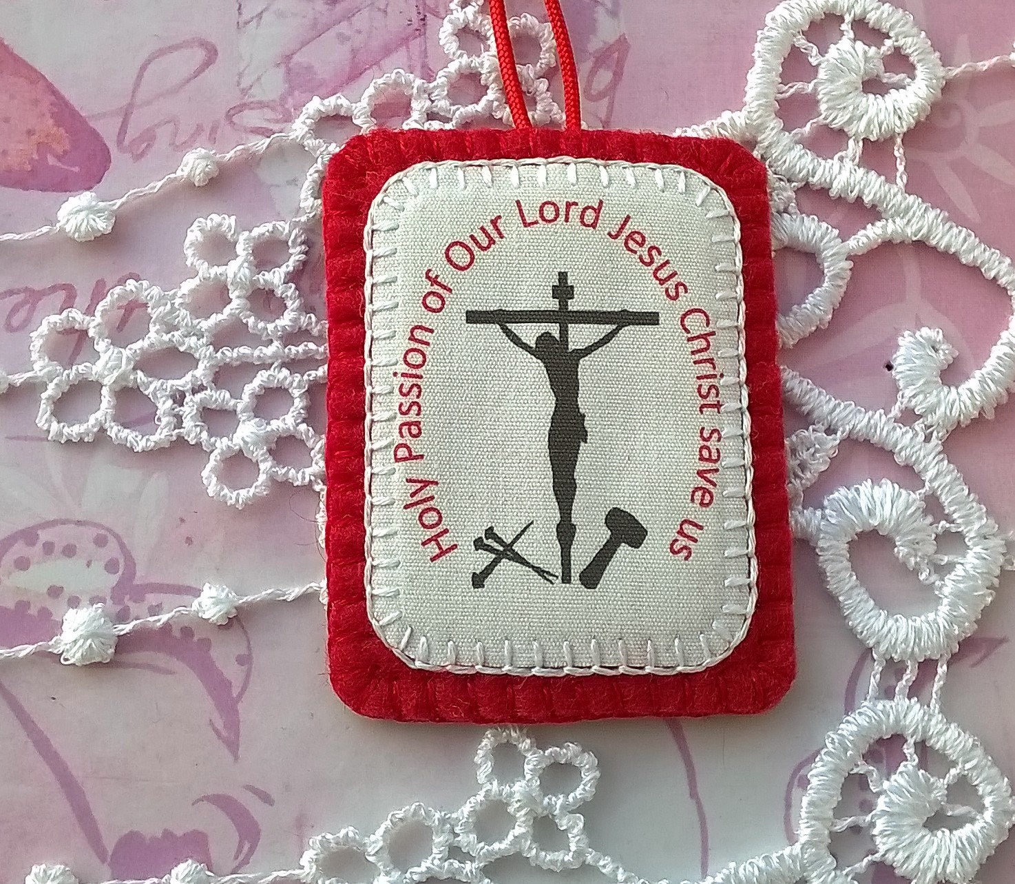 Red Scapular of the Passion of Our Lord and the Sacred Hearts | Etsy
