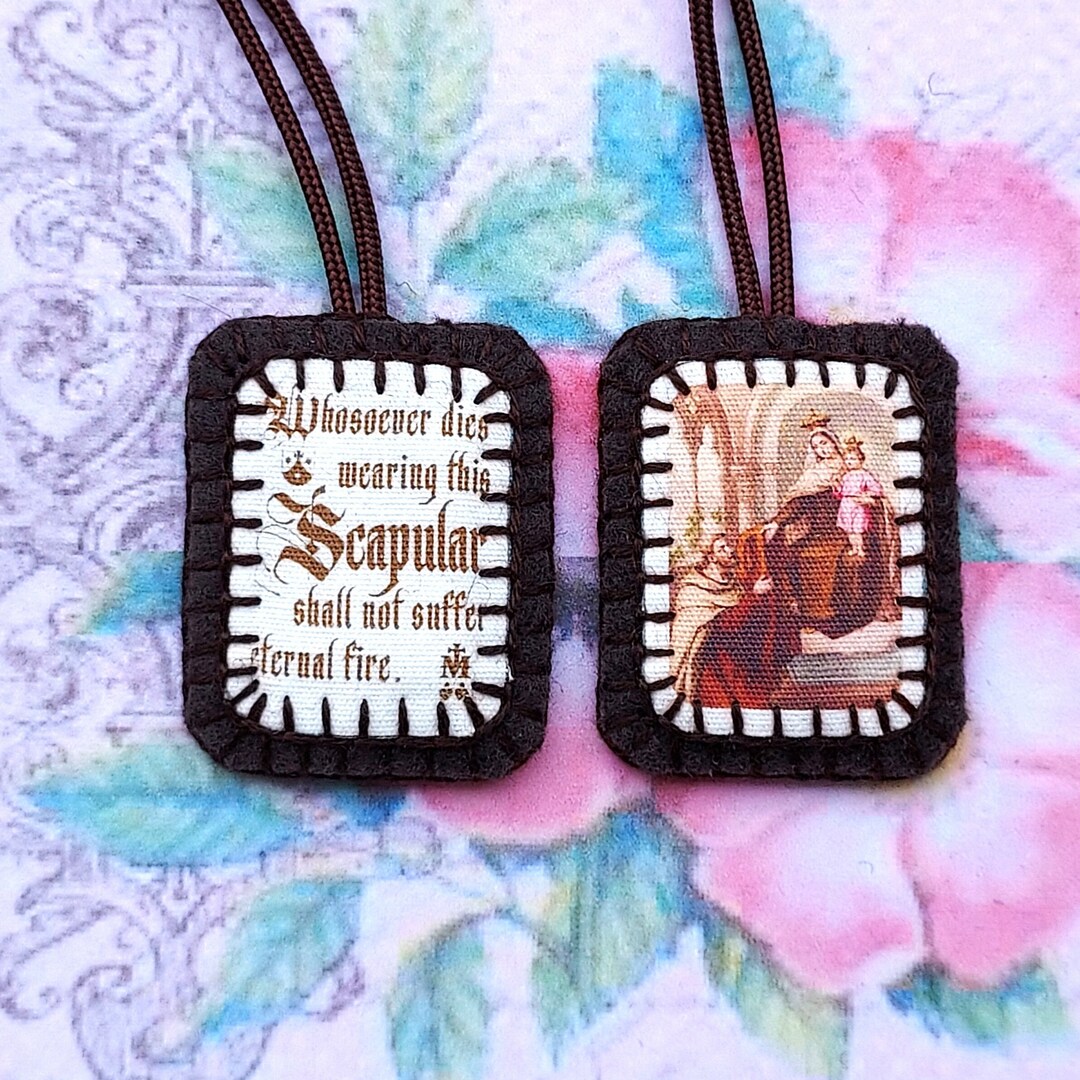 Our Lady of Mount Carmel Scapular With Scapular Promise and Saint Simon ...