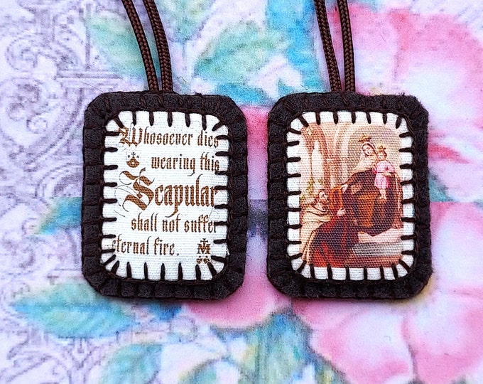 Our Lady of Mount Carmel Scapular With Scapular Promise and Saint Simon ...