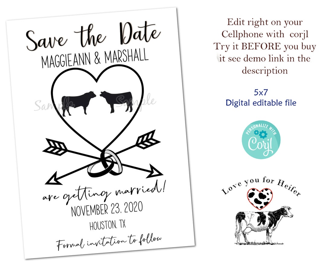 Black Angus Cow Couple Invitation. Great for a Farm or Barn Themed ...