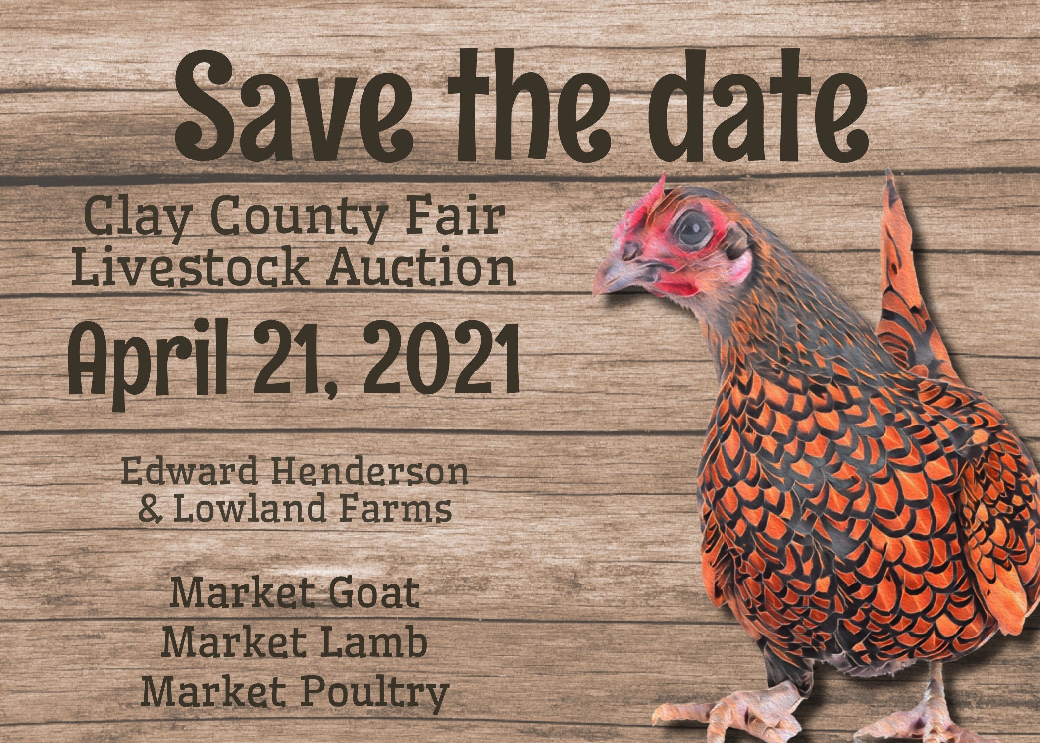 Sebright Chicken Save the Date | State Fair Invitation | Farm Save the ...