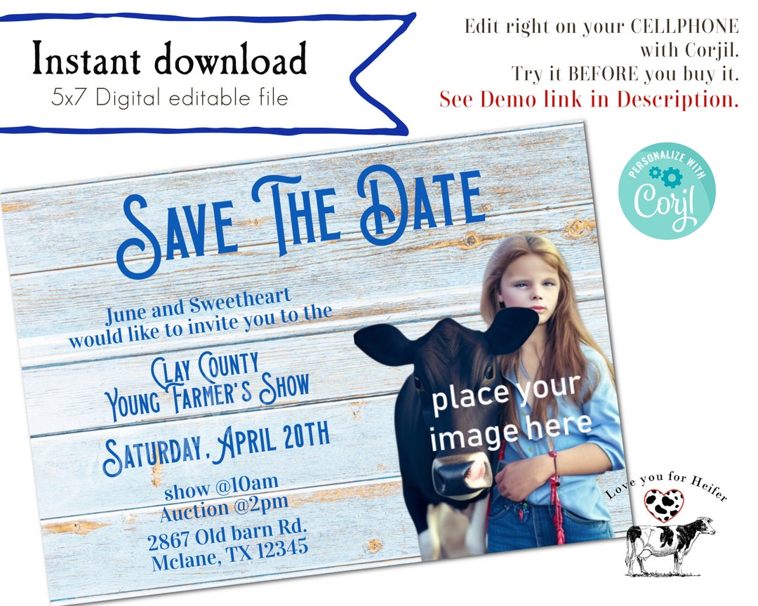 4h FFA Livestock Show Save the Date State Fair Invitation Farm Save the ...