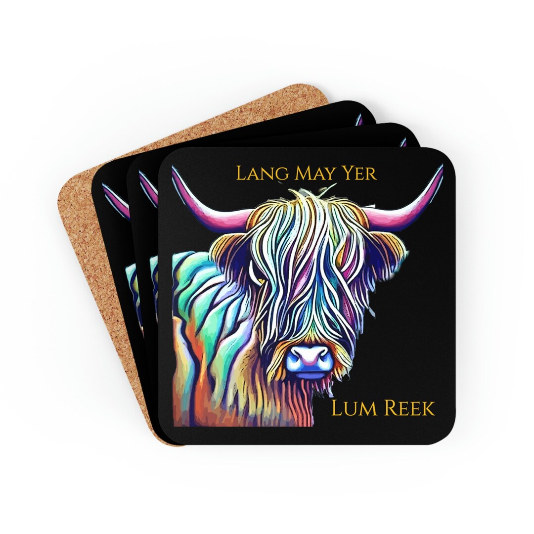 Highland Cow Coaster Set. A Highland Cow Coaster Set Made With - Etsy
