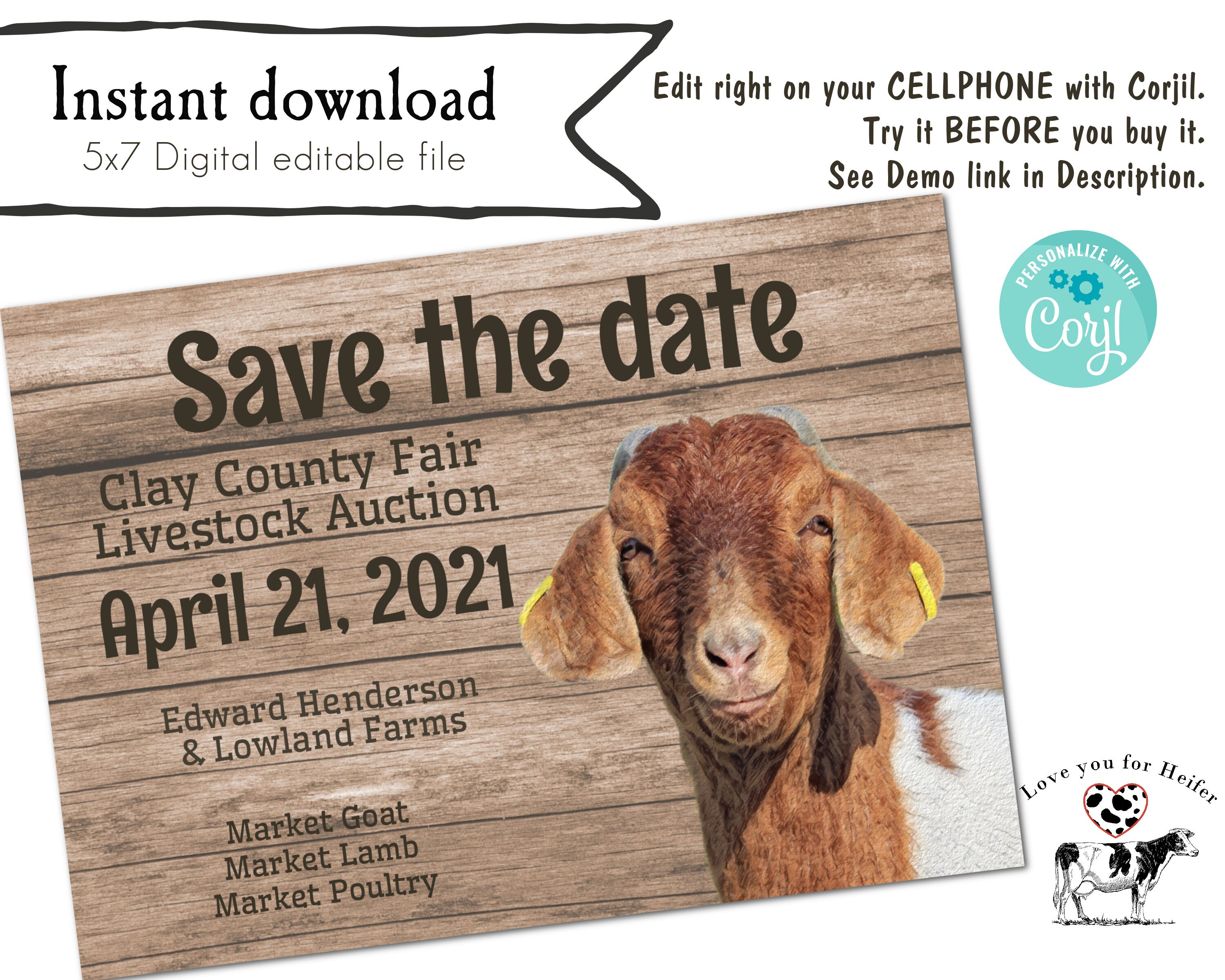Boer Goat Farm Animal Show Save the Date | State Fair Invitation | Farm ...
