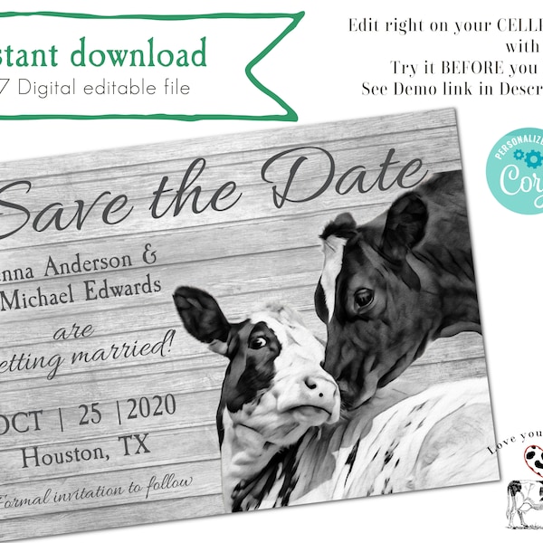 Cow Wedding Invitation - Etsy
