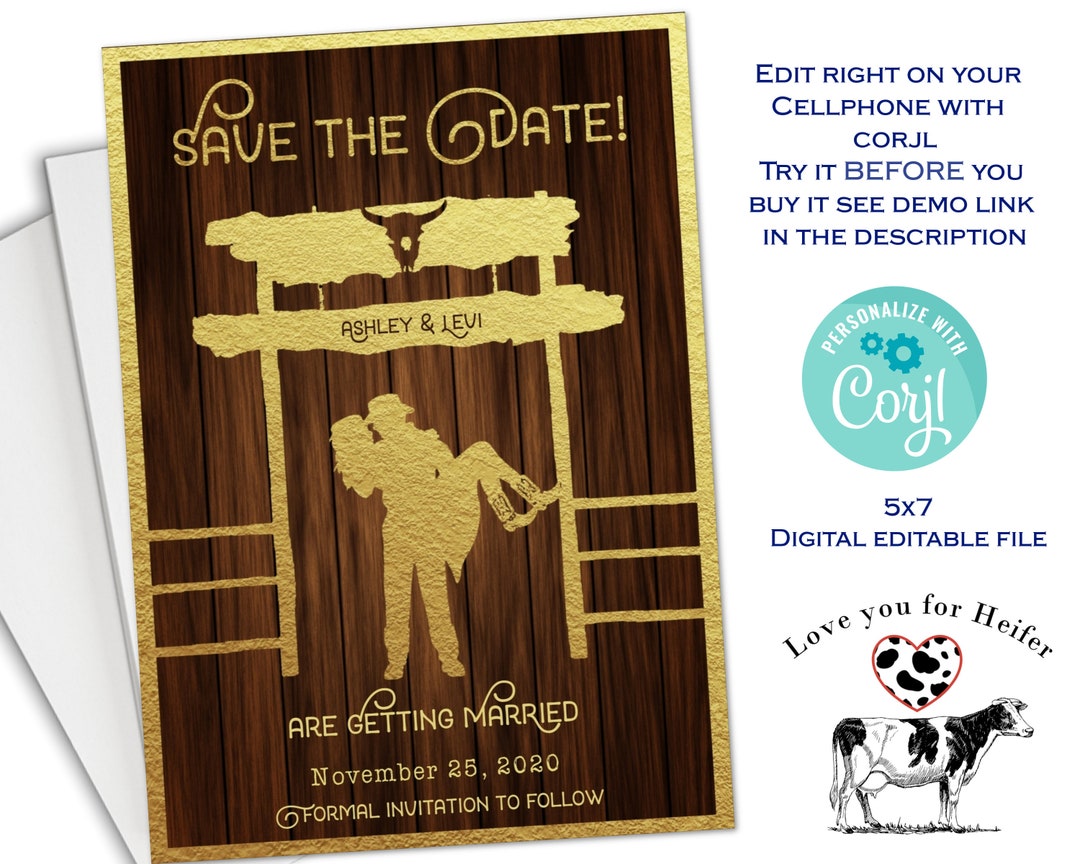 Cowboy Save the Date | Cowboy Wedding | Cowgirl Wedding | Farm Save the ...