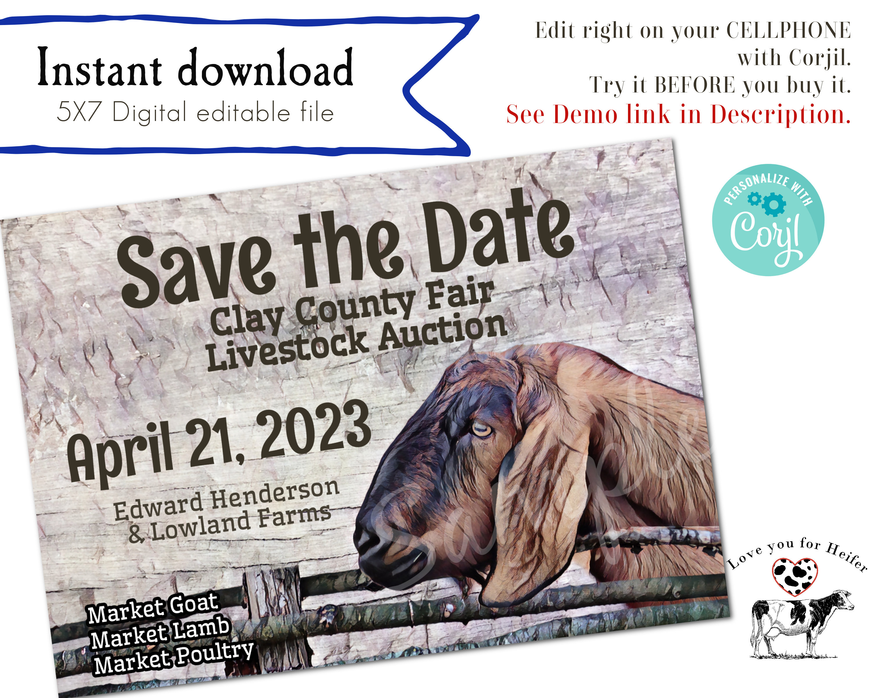 Boer Goat Save the Date | State Fair Invitation | Farm Save the Date ...