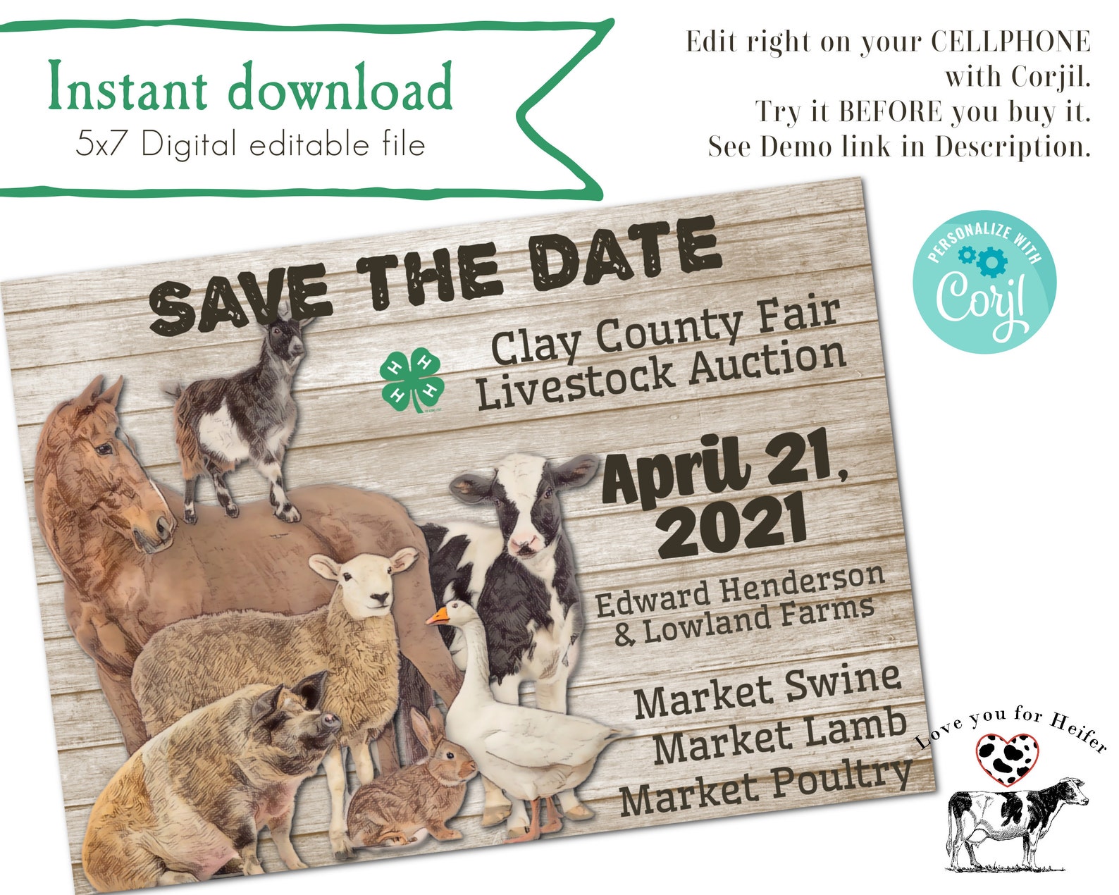 Farm Animal Show Save the Date State Fair Invitation Farm Save the Date ...
