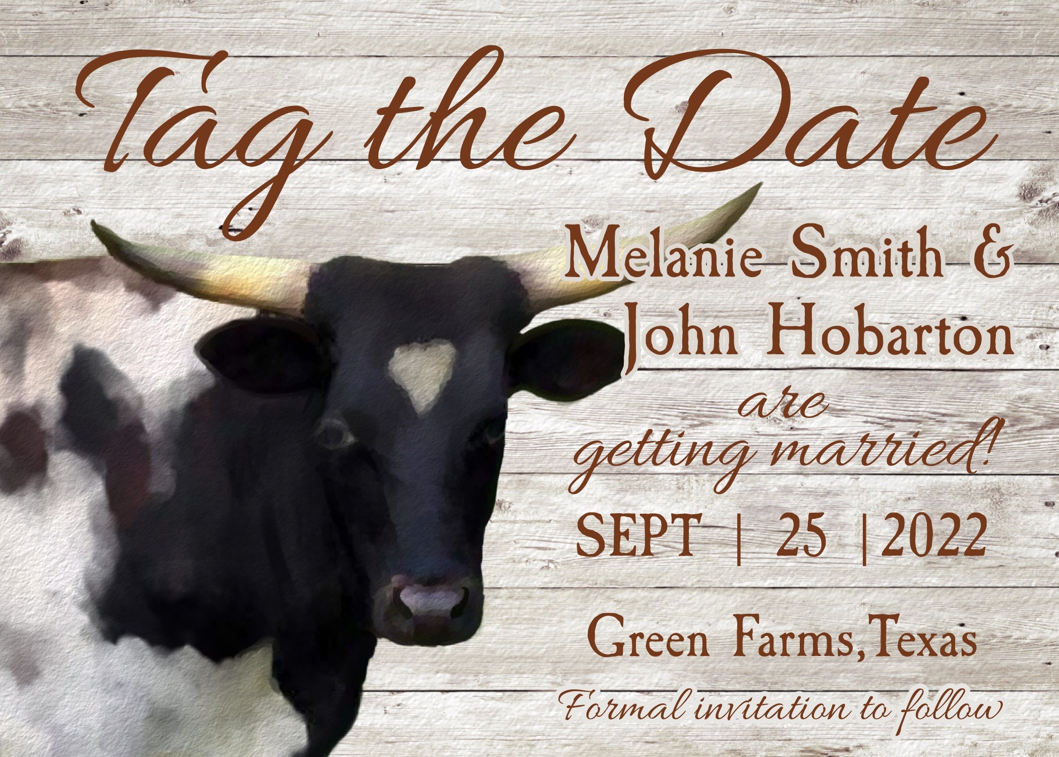 Longhorn Cow Tag the Date | Save the Date | Cow Wedding Invitation ...