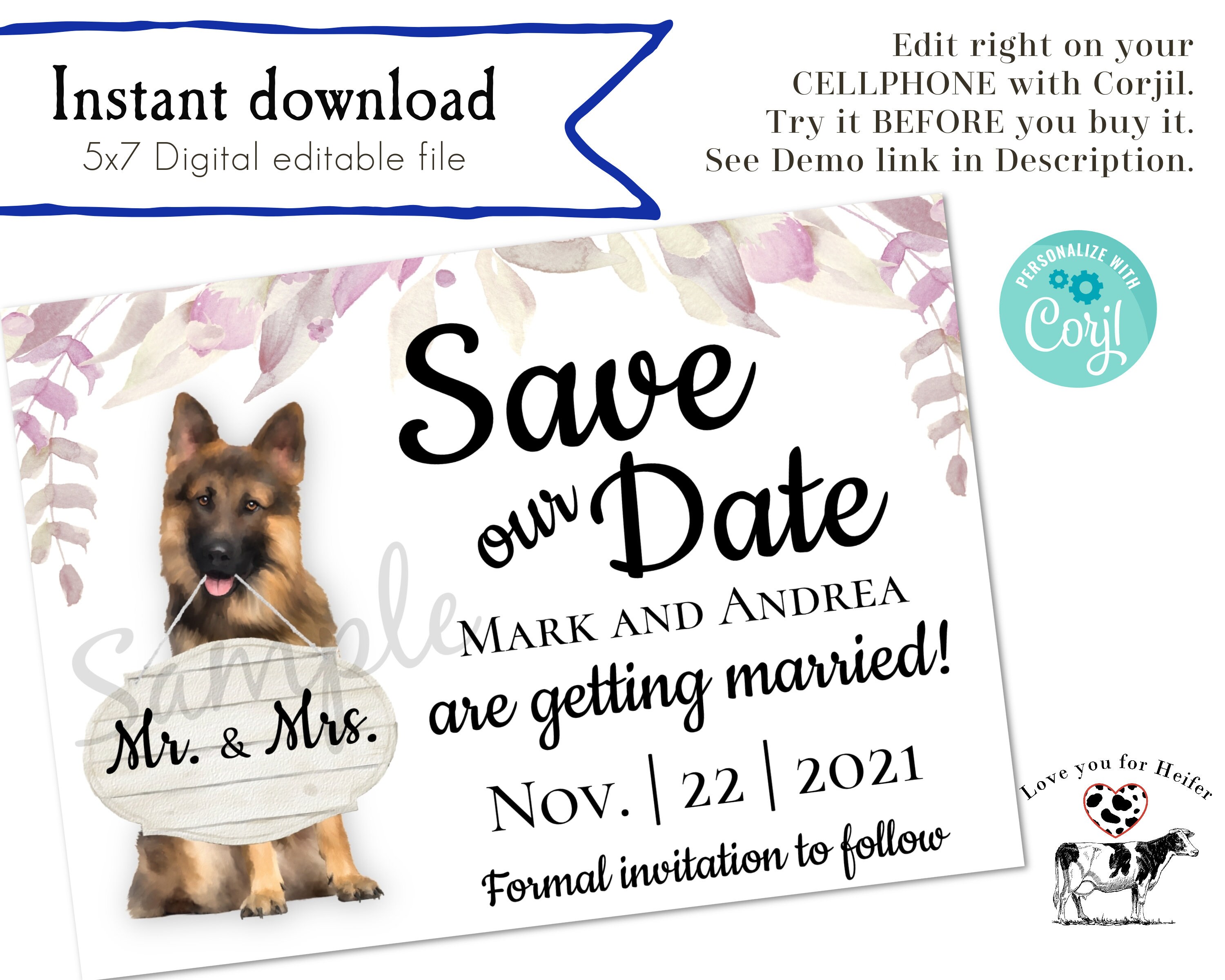 German Shepherd Wedding Invitations A Dog Wedding - Etsy