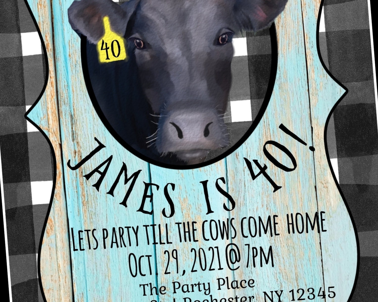 Holy Cow Party Invitation! Birthday Party With a Country Theme. an ...