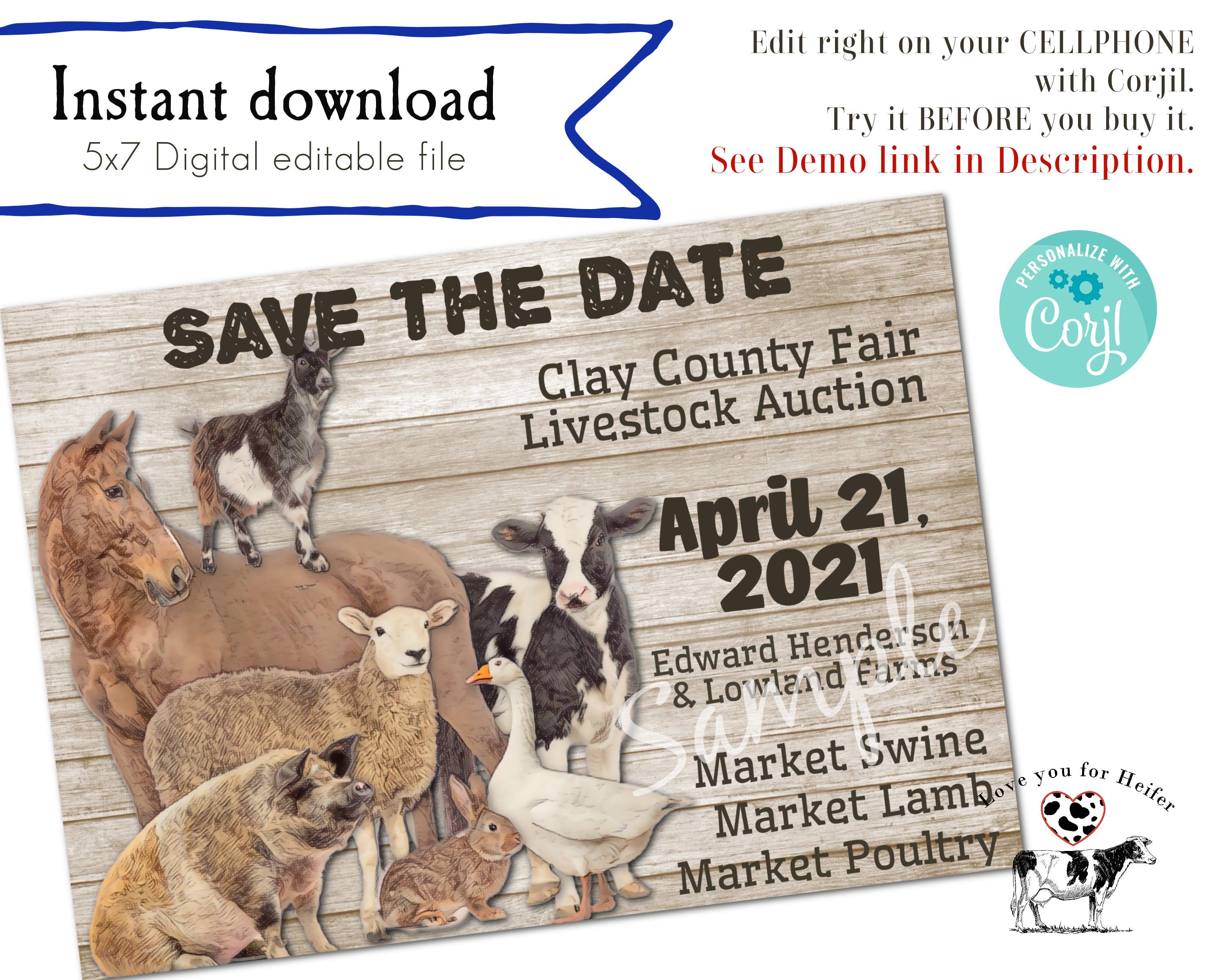 Farm Animal Show Save the Date | State Fair Invitation | Farm Save the ...