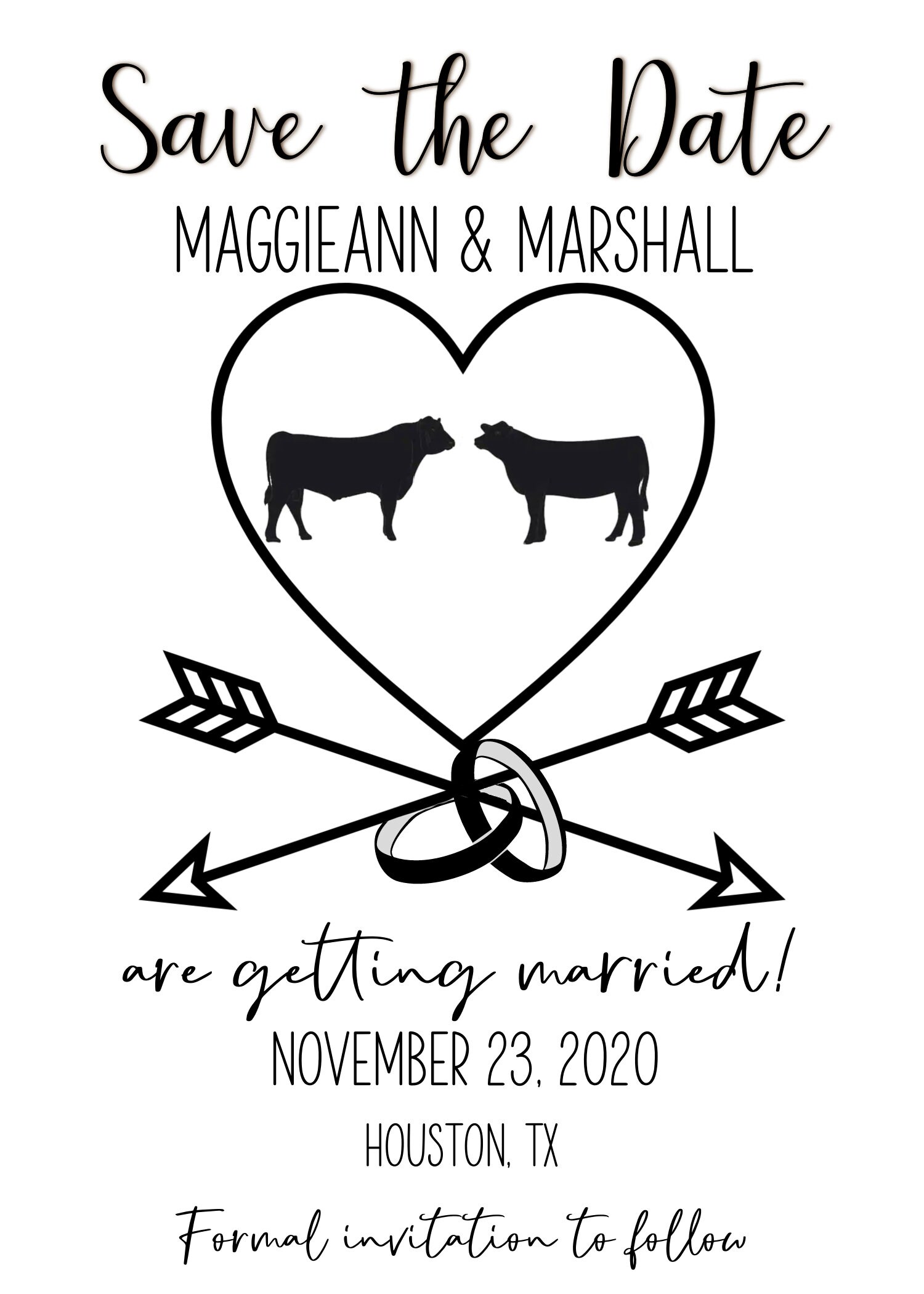 Black Angus Cow Couple Invitation. Great for a Farm or Barn Themed ...