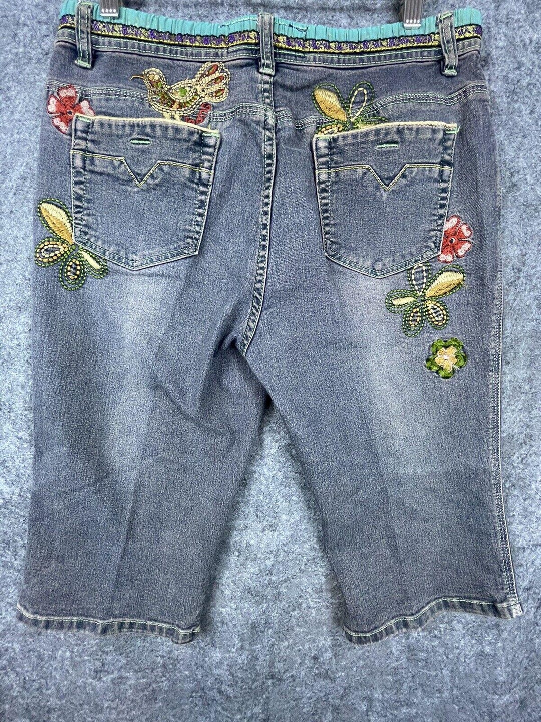 Vintage Zion Jorts Womens Extra Large Embroidered Flowers Hippy Boho ...