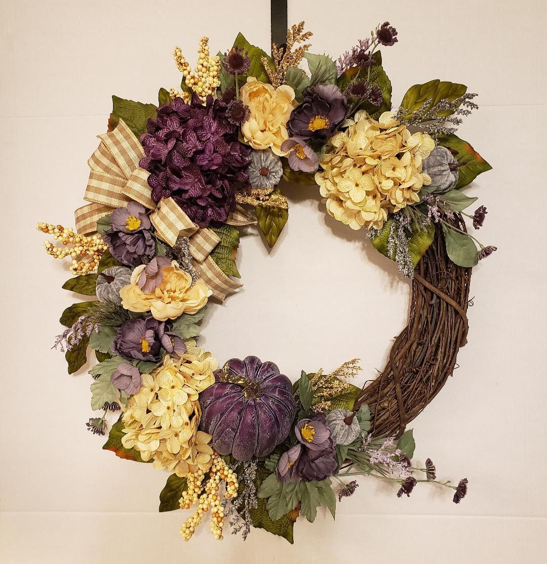 Hydrangea Wreath Grapevine Wreath Front Door Wreath Floral | Etsy