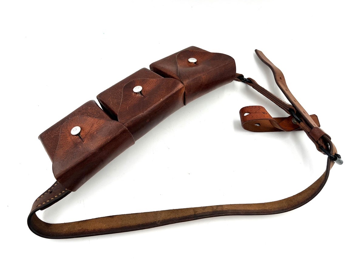 SWISS ARMY Brown Leather Bandolier With Ammo Cases - Etsy