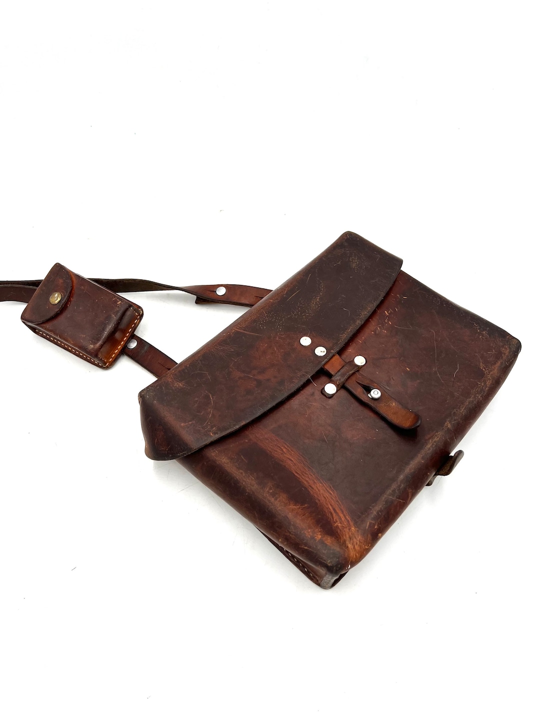 Swiss Army 1973 Brown Leather Map Bag With Shoulder Strap - Etsy