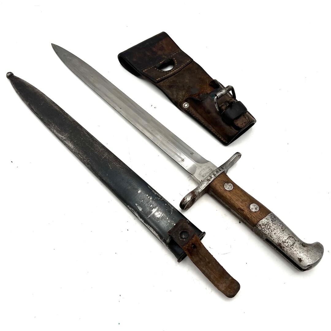 SWISS ARMY M1918 Dagger Bayonet 1935 With Leather Frog and Sheath ...