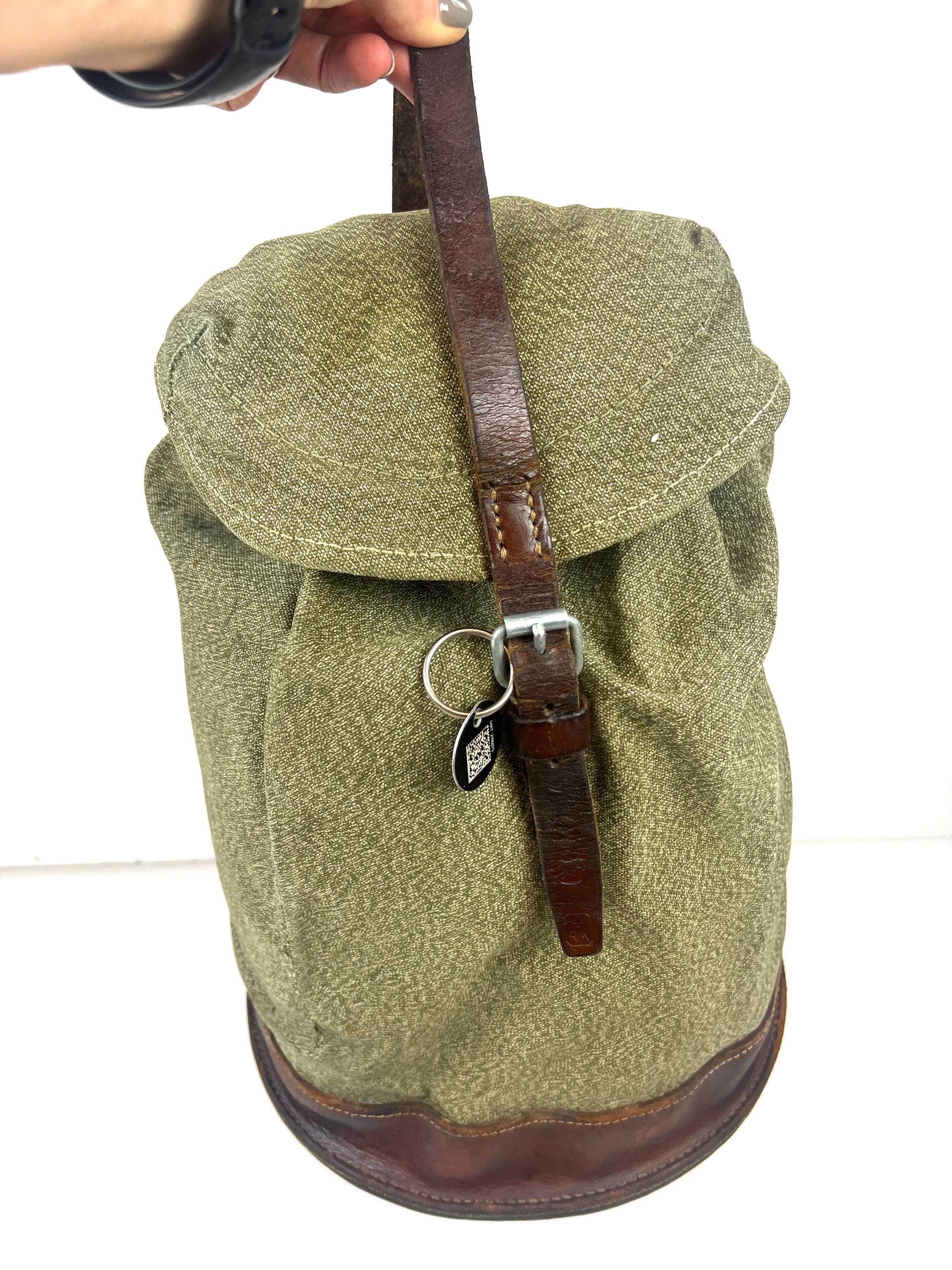 Vintage 1968 Swiss Army Canvas Bag, Leather Trim, Military Tote - Etsy
