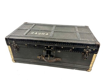 SWISS ARMY 1950s Officers Trunk or Transport Chest WITH Working Lock ...