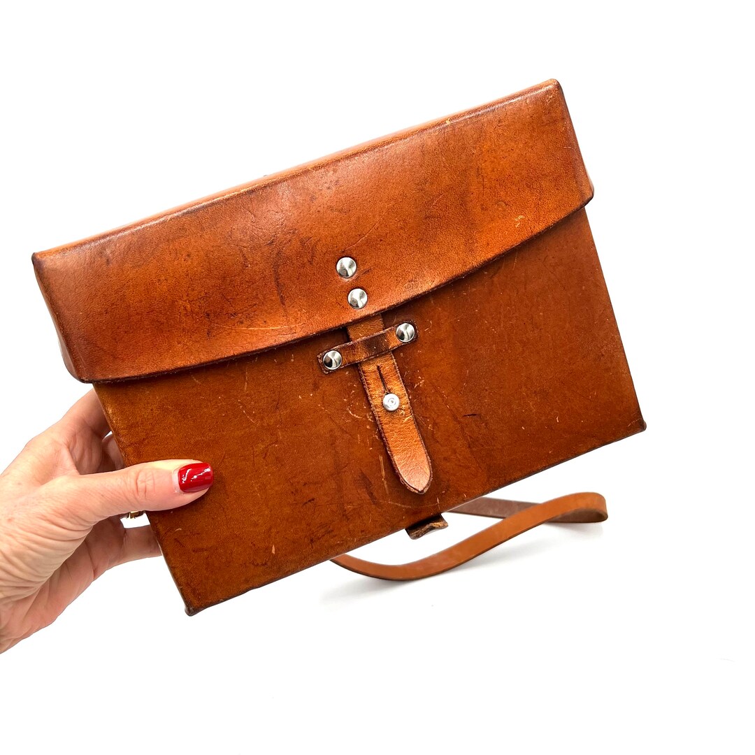 SWISS ARMY Brown Leather Map Bag From 1974 in GREAT Condition Swiss ...