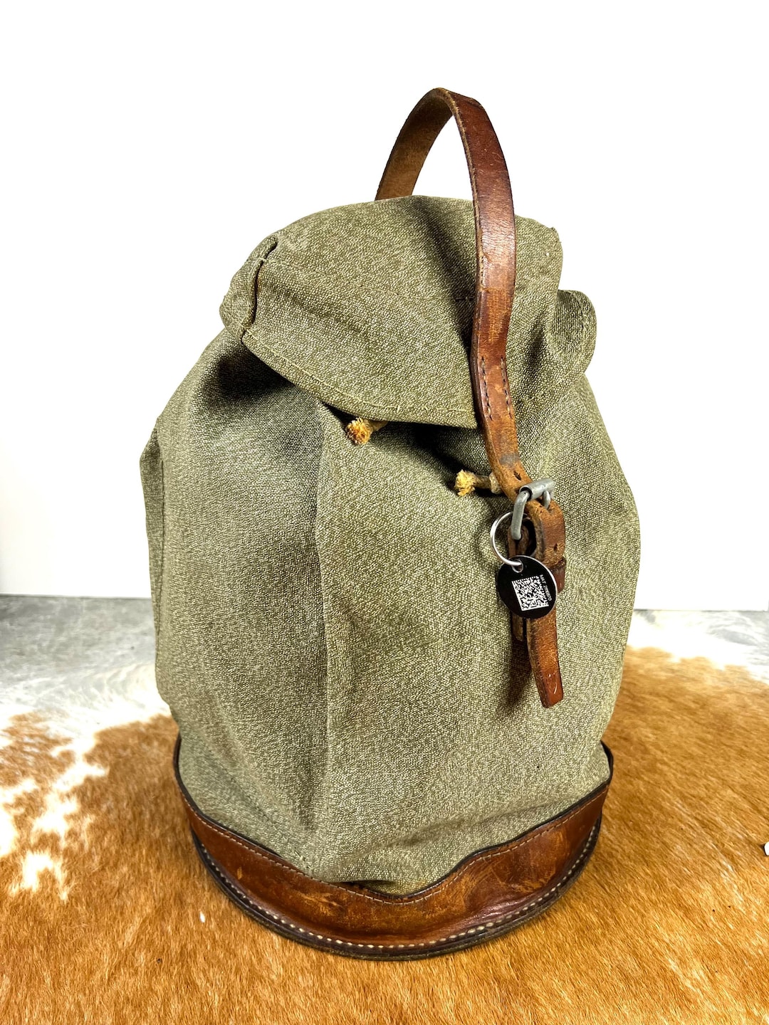 SWISS ARMY 1960s Canvas and Leather Bag for a Megaphone Like Epi Bag ...